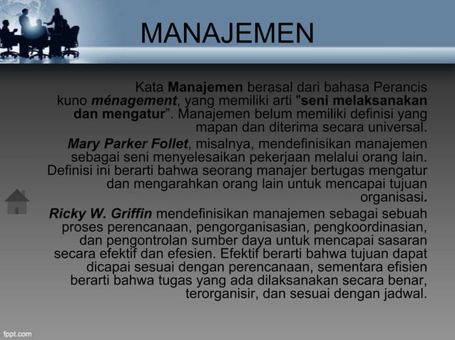 Peran manajemen dalam organisasi | PPT Peran manajemen dalam organisasi | PPT