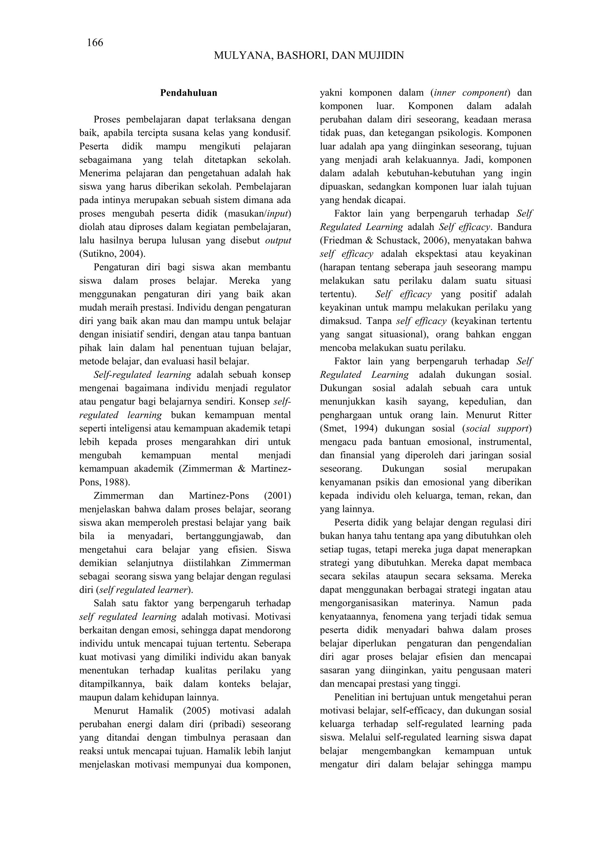 Peran motivasi belajar, self efficacy, dan dukungan sosial keluarga ...