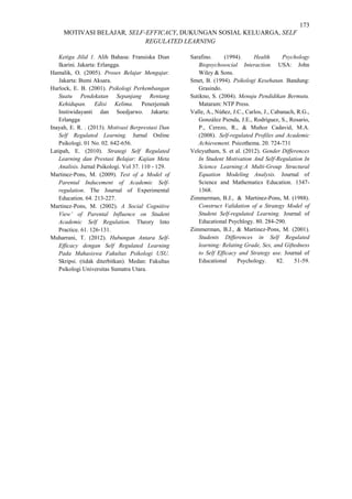 Peran motivasi belajar, self efficacy, dan dukungan sosial keluarga terhadap self-regulated ...