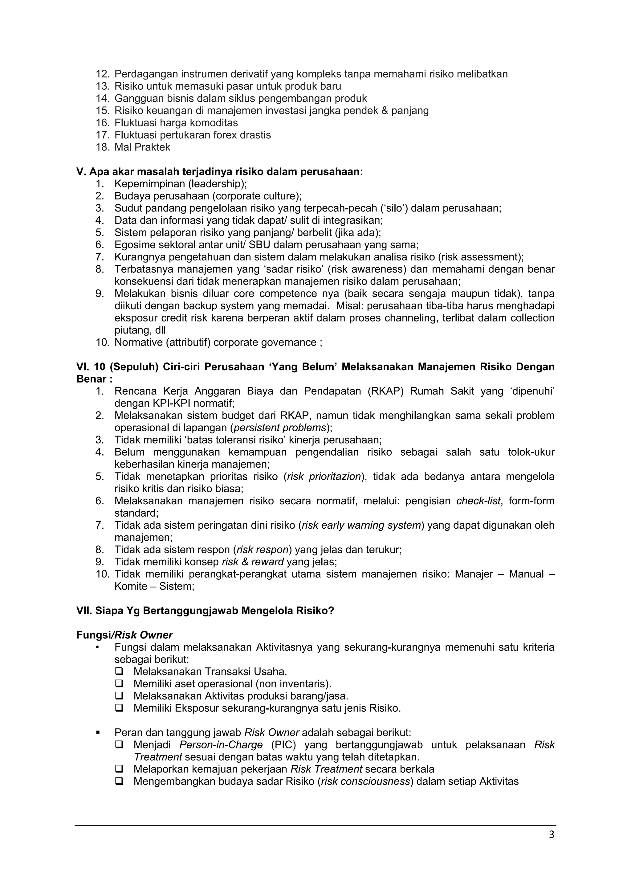 Peran pengelolaan manajemen risiko dalam pencapaian target kinerja rumah sakit | PDF