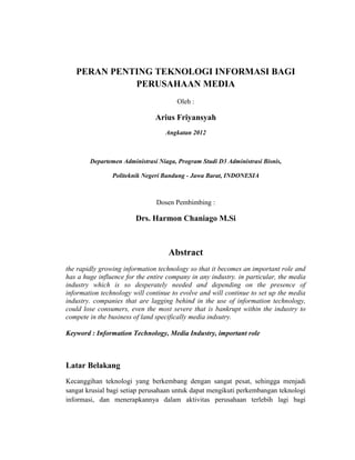 Peran penting teknologi informasi bagi perusahaan media | PDF