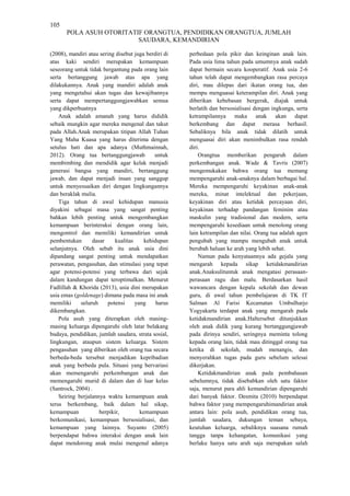 Peran pola asuh otoritatif orang tua, pendidikan orang tua dan jumlah saudara terhadap ...
