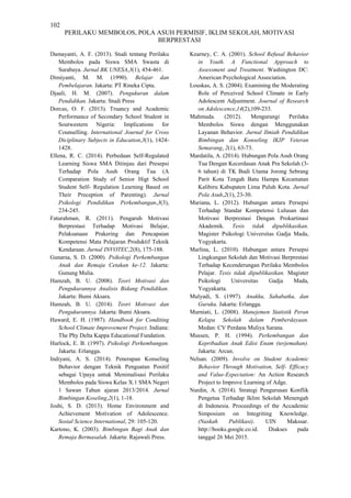 Peran pola asuh permisif, iklim sekolah, dan motivasi berprestasi terhadap perilaku membolos ...