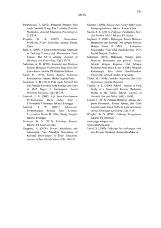 Peran pola asuh permisif, iklim sekolah, dan motivasi berprestasi terhadap perilaku membolos ...