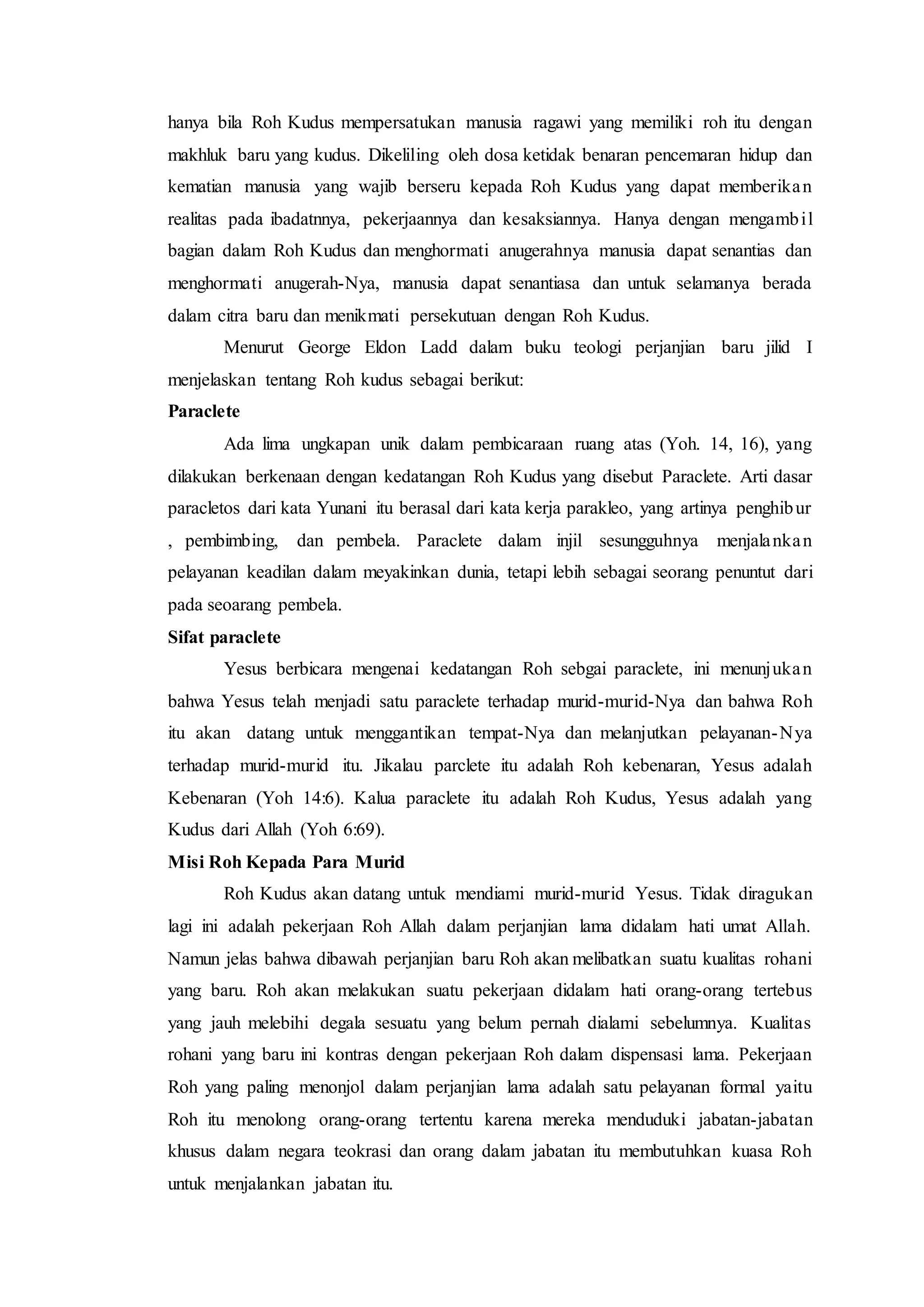 Peran Roh Kudus dalam Gereja | DOCX