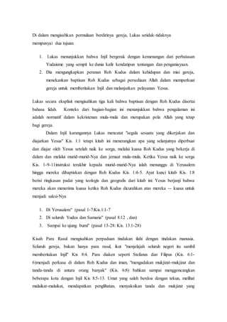 Peran roh kudus dalam pertumbuhan gereja tugas dokmatika iv | PDF