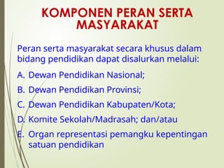 Peran Serta Masyarakat pada satuan pendidikan | PPT