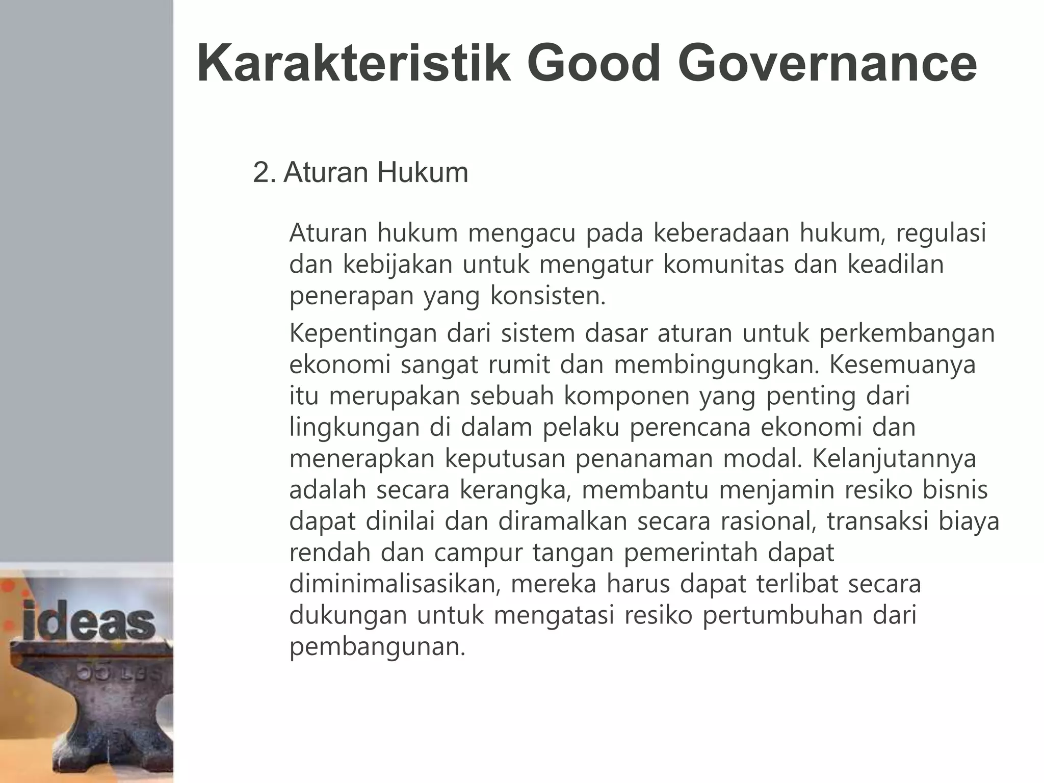 Peran Sistem Pengaturan, Good Governance | PPTX