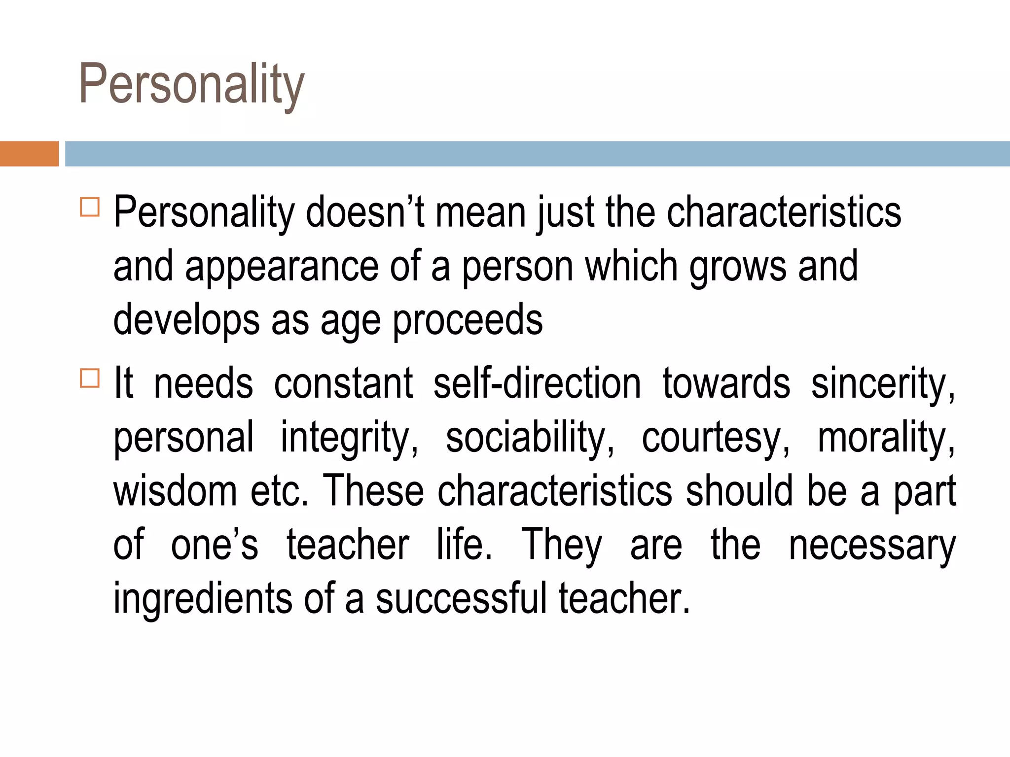 Personality development for teachers | PPT