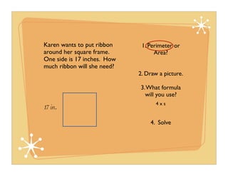 Perimeter and Area Word Problems | PDF