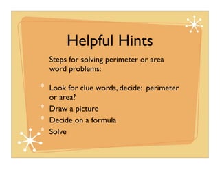 Perimeter and Area Word Problems | PDF