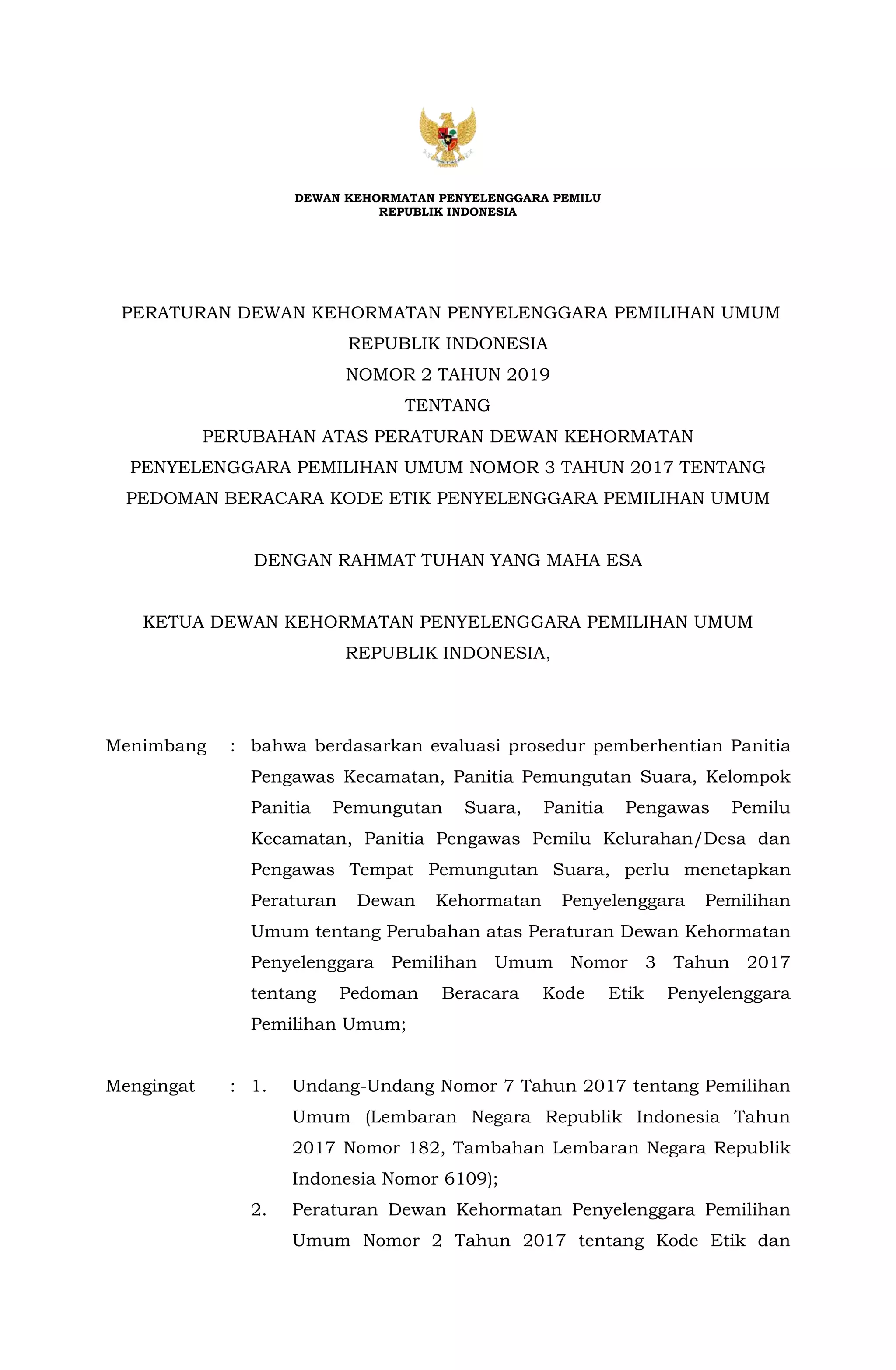 Peraturan dkpp-nomor-2-tahun-2019-tentang-perubahan-peraturan-dkpp ...