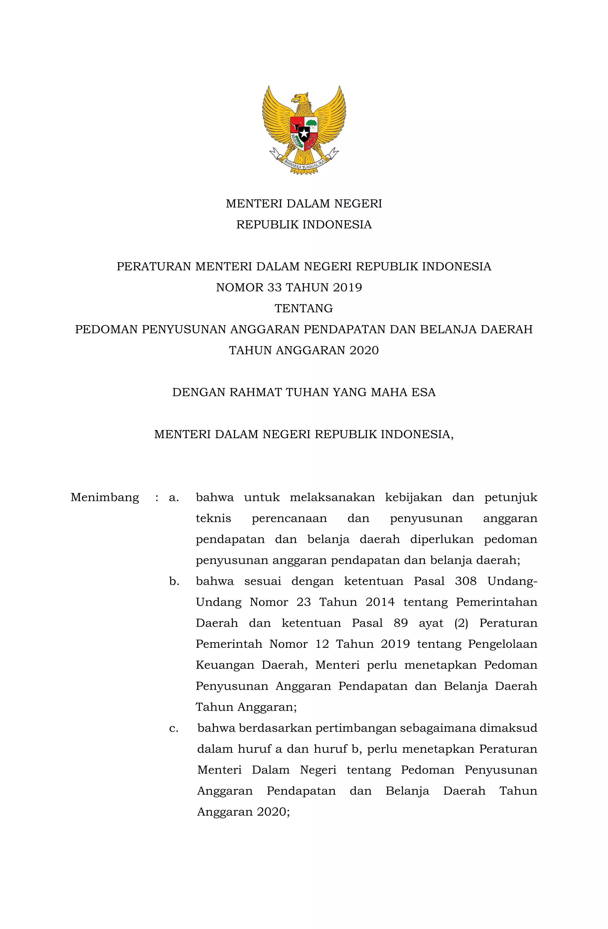 Peraturan menteri-dalam-negeri-republik-indonesia-nomor-33-tahun-2019 ...
