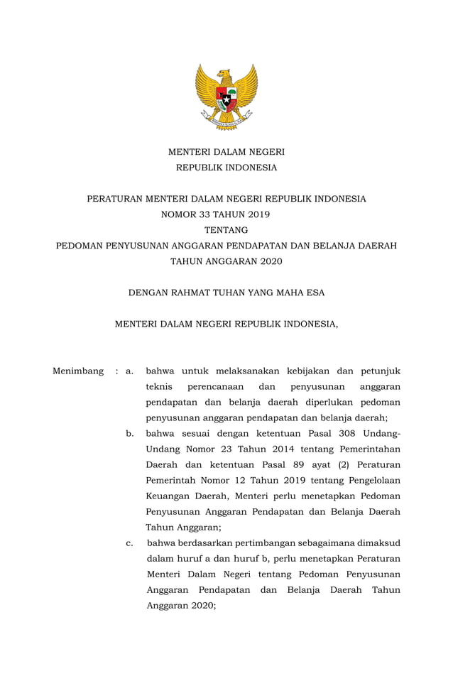 Peraturan menteri-dalam-negeri-republik-indonesia-nomor-33-tahun-2019-79(pedoman peny 2020) | PDF