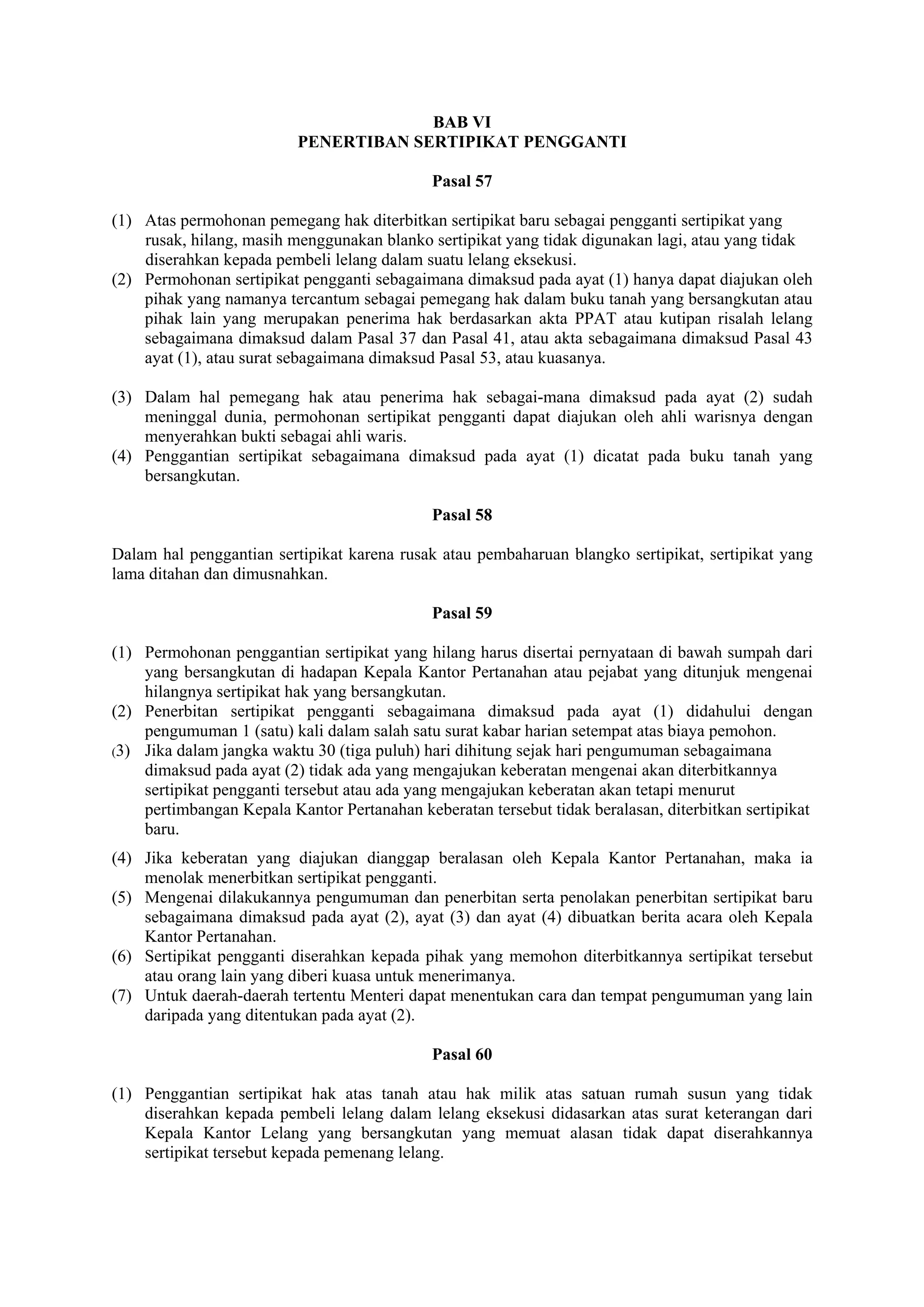 Peraturan Pemerintah Republik Indonesia No 24 Tahun 1997 | PDF