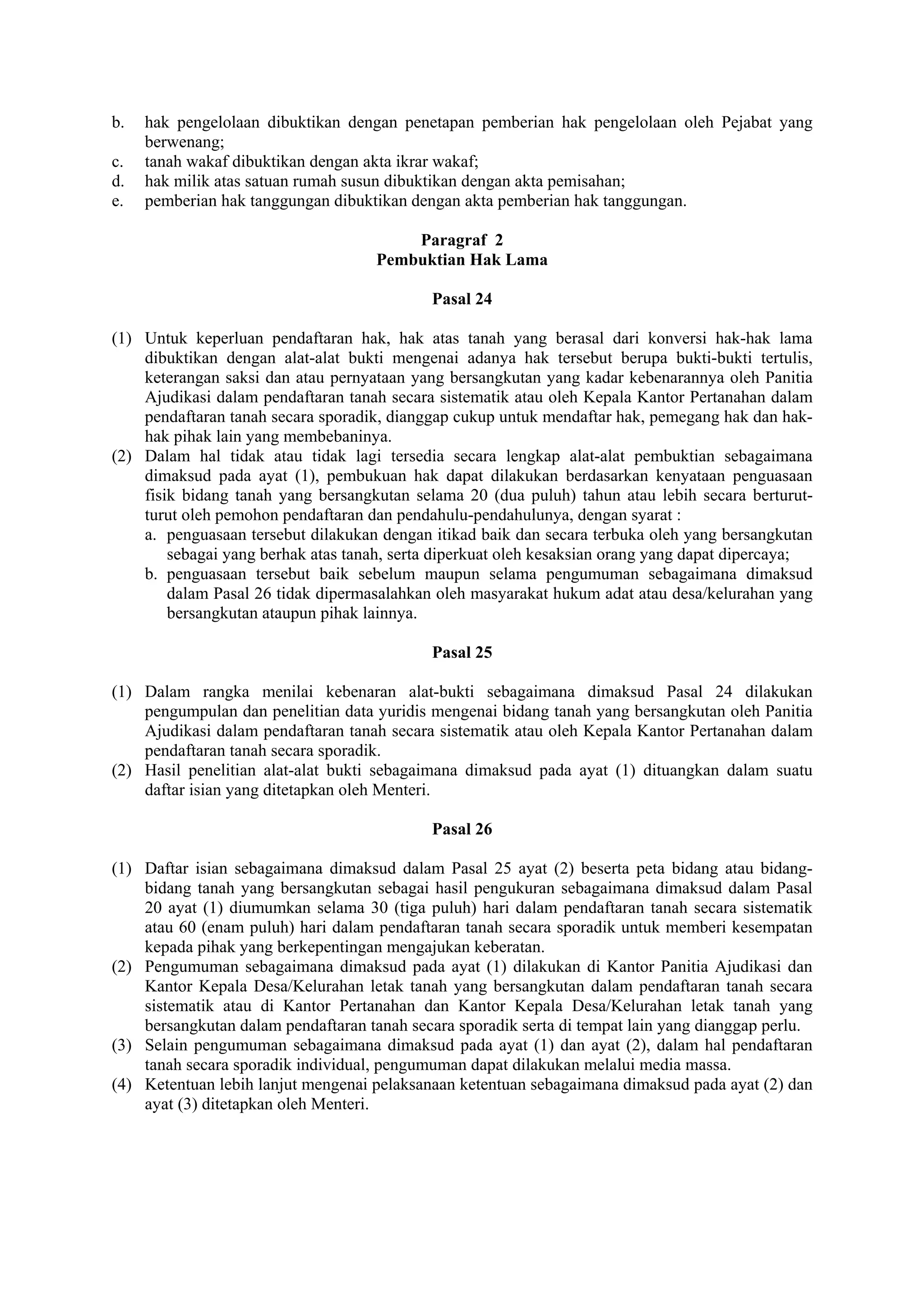 Peraturan Pemerintah Republik Indonesia No 24 Tahun 1997 | PDF