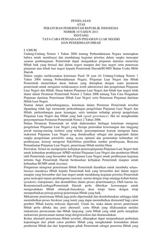 Peraturan Pemerintah No. 11 Tahun 2011 tentang Tata Cara Pengadaan Pinjaman Luar Negeri dan ...