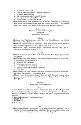 Peraturan Pemerintah No. 11 Tahun 2011 tentang Tata Cara Pengadaan Pinjaman Luar Negeri dan ...