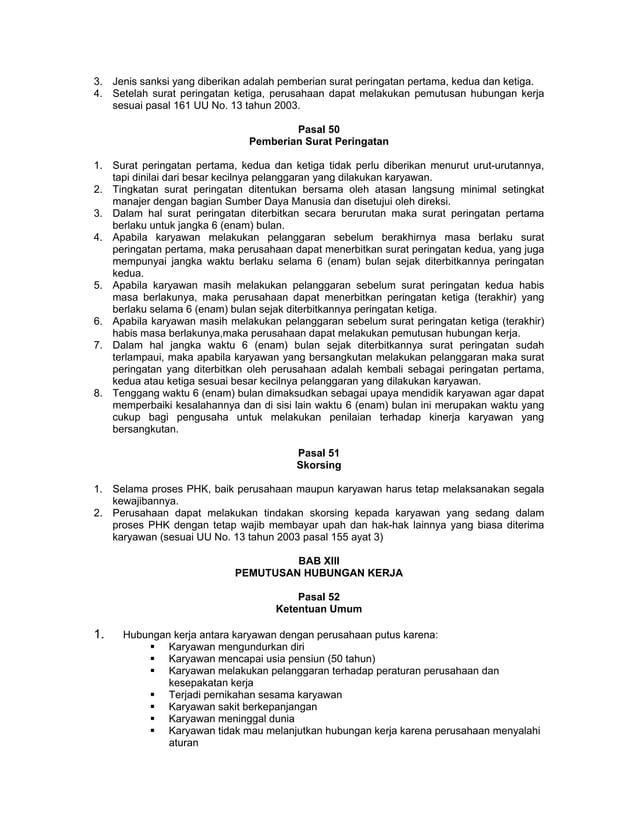 contoh peraturan perusahaan | PDF