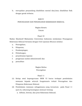 Peraturan BEM UI 2023 tentang Pelaporan, Penanganan, dan Pencegahan Kekerasan Seksual di Lingkup ...
