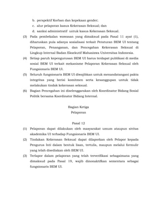 Peraturan BEM UI 2023 tentang Pelaporan, Penanganan, dan Pencegahan Kekerasan Seksual di Lingkup ...