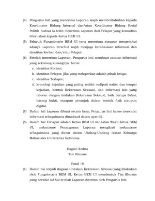 Peraturan BEM UI 2023 tentang Pelaporan, Penanganan, dan Pencegahan Kekerasan Seksual di Lingkup ...