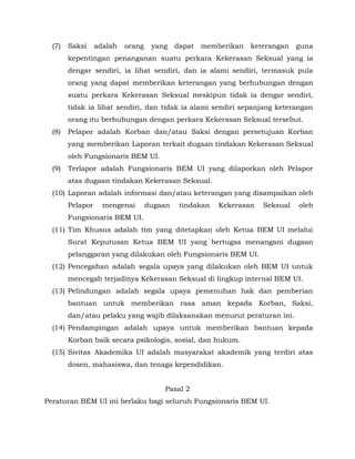 Peraturan BEM UI 2023 tentang Pelaporan, Penanganan, dan Pencegahan Kekerasan Seksual di Lingkup ...