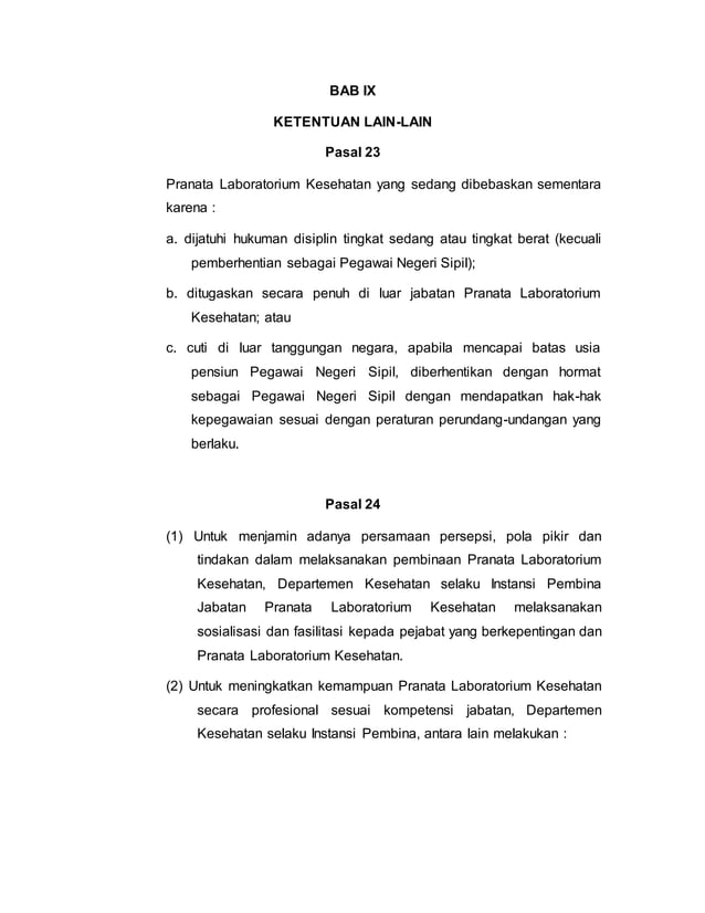 Peraturan Bersama Pranata Laboratorium Kesehatan | DOCX