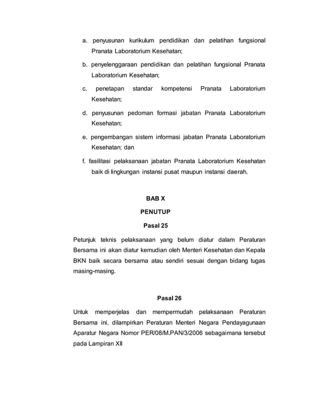 Peraturan Bersama Pranata Laboratorium Kesehatan | DOCX