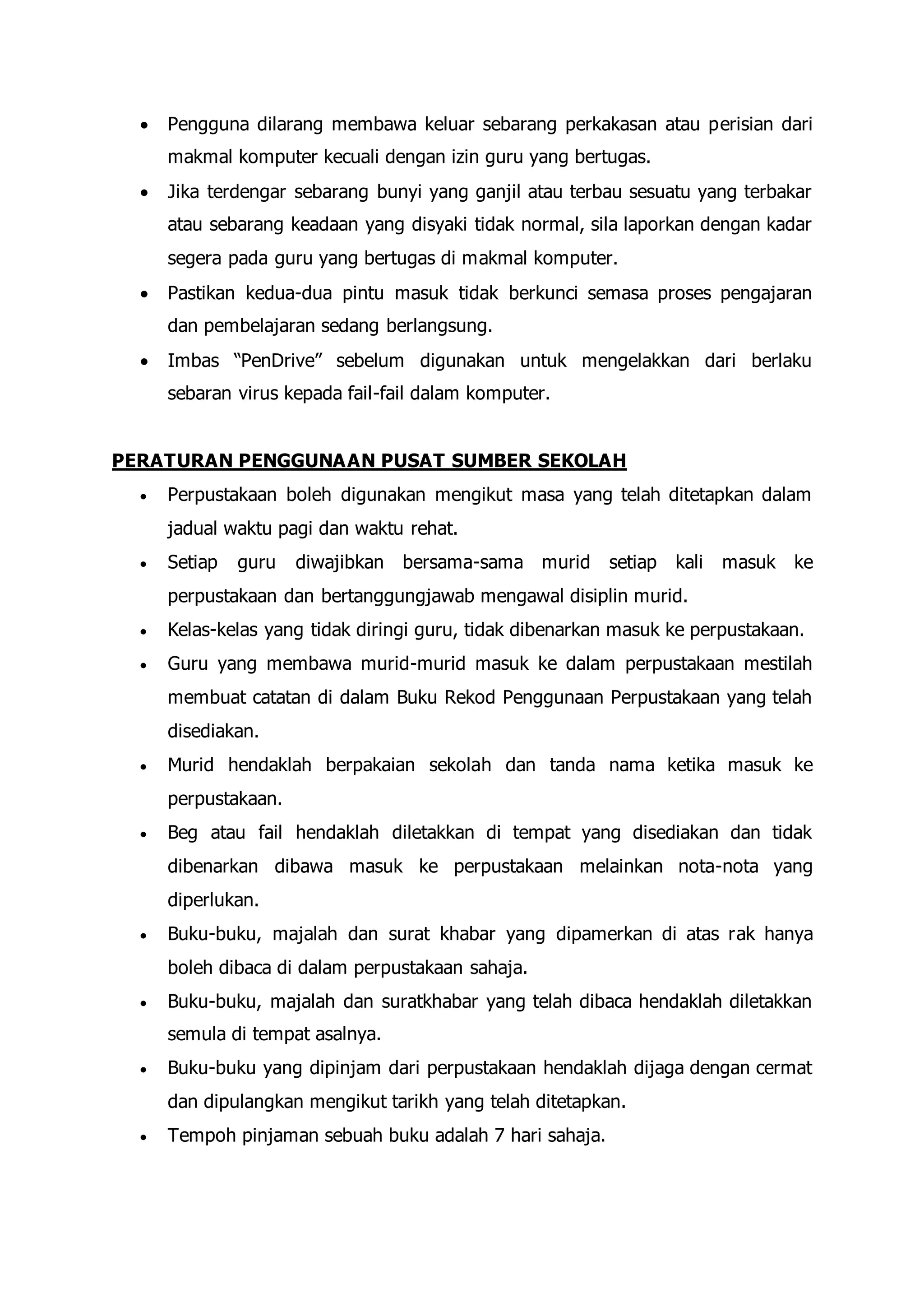 Peraturan bilik eksa | DOC