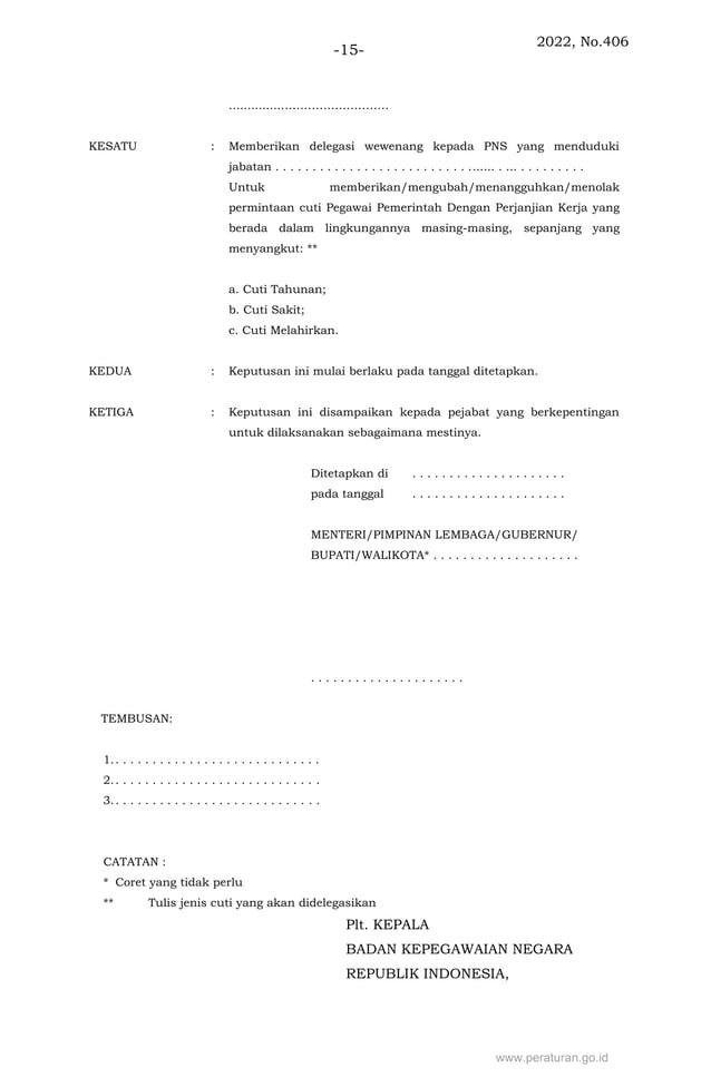 Peraturan BKN No 7 Tahun 2022 tentang Tata Cara Pemberian Cuti Pegawai ...