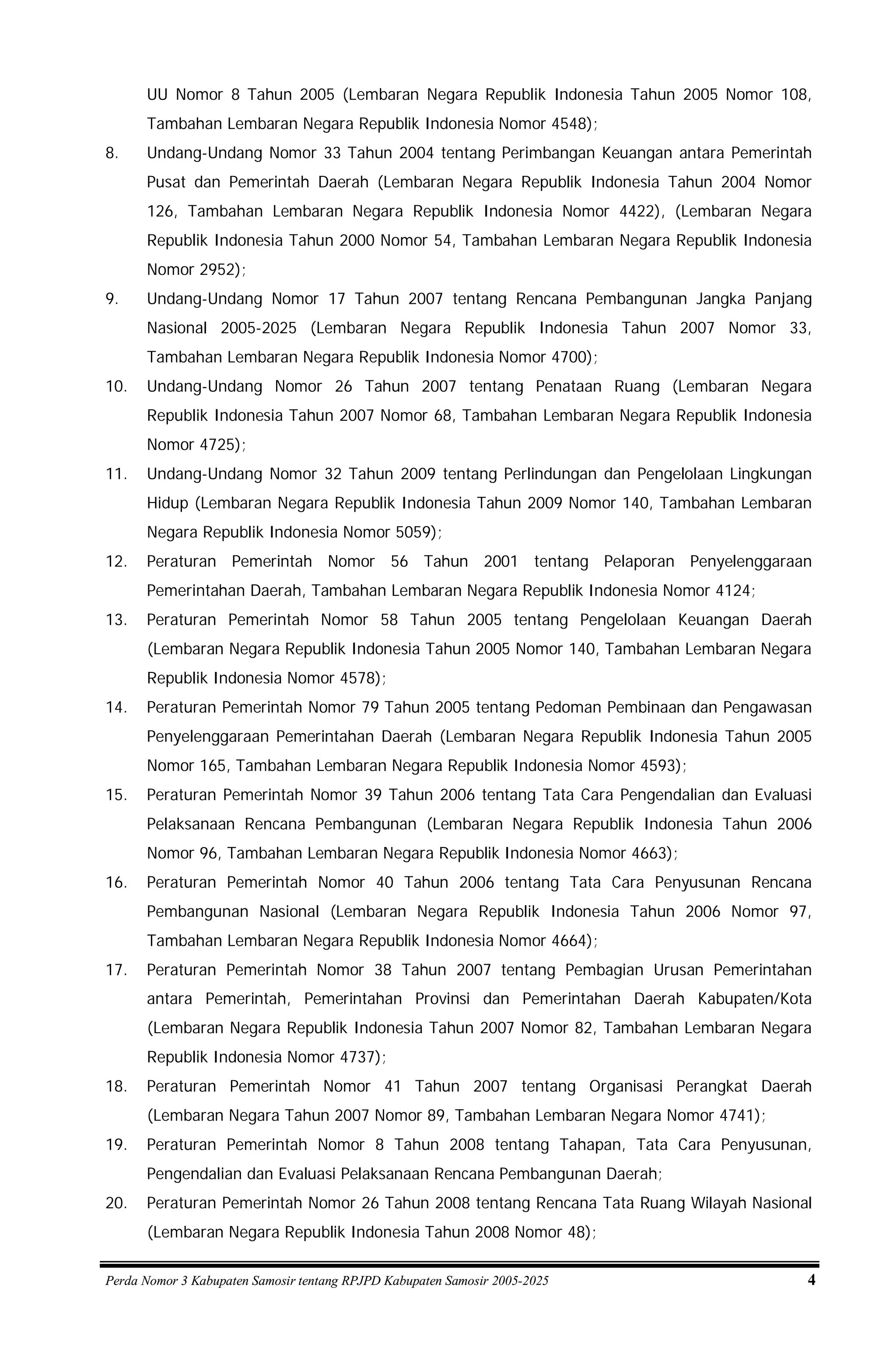 PERATURAN DAERAH KABUPATEN SAMOSIR TENTANG RENCANA PEMBANGUNAN JANGKA ...