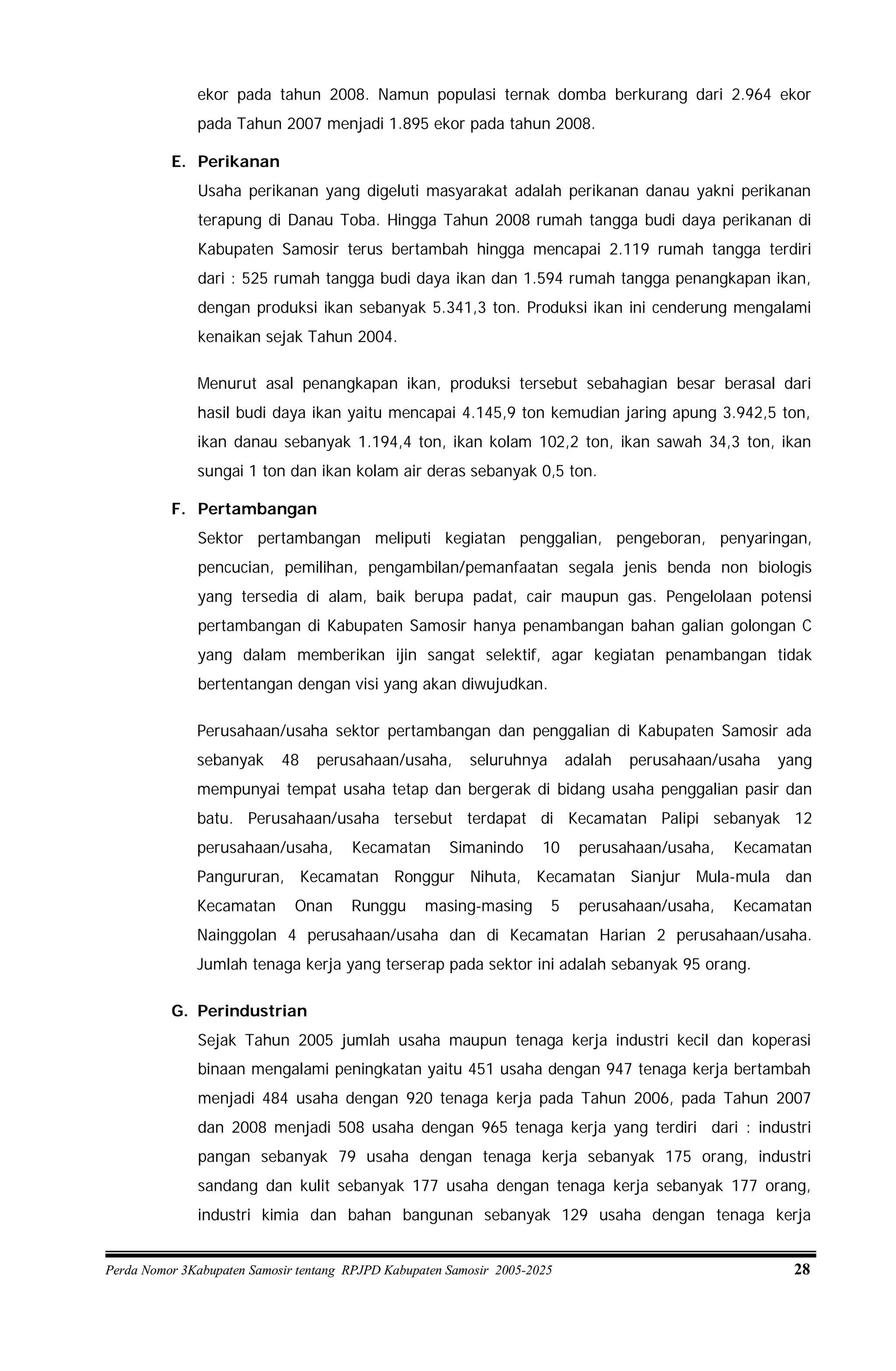 PERATURAN DAERAH KABUPATEN SAMOSIR TENTANG RENCANA PEMBANGUNAN JANGKA ...