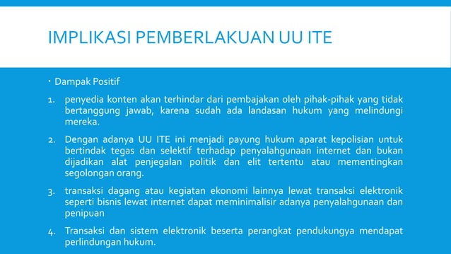 Peraturan Dan Regulasi UU ITE | PPTX