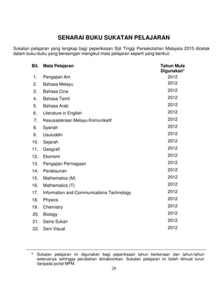 Peraturan dan skema peperiksaan STPM 2016 | PDF