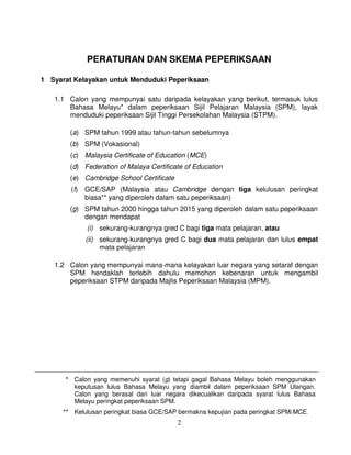 Peraturan dan skema peperiksaan STPM 2016 | PDF