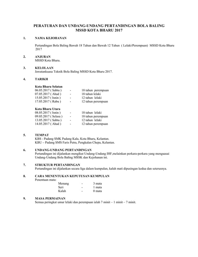 Peraturan dan undang bola baling | PDF