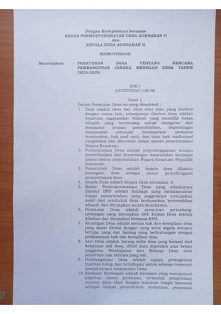 Peraturan Desa Aornakan II 2024-RPJMDes, Perkades, APBDes | PDF