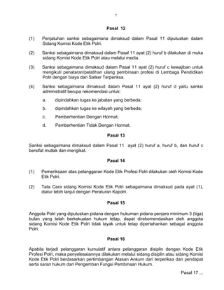 Peraturan kapolri nomor 7 tahun 2006 tentang kode etik profesi polri | PDF