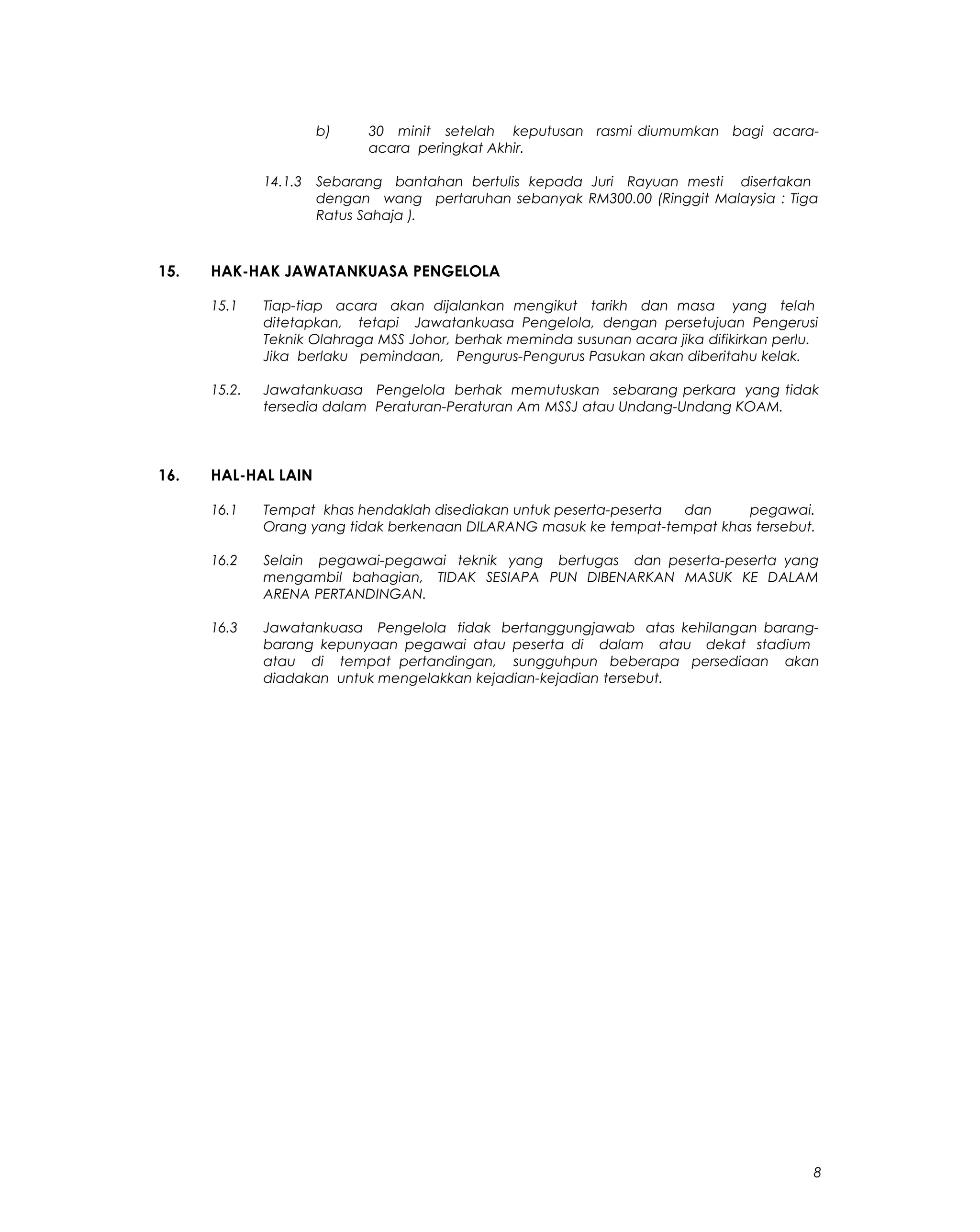 Peraturan kejohanan olahraga mqa terkini | DOC
