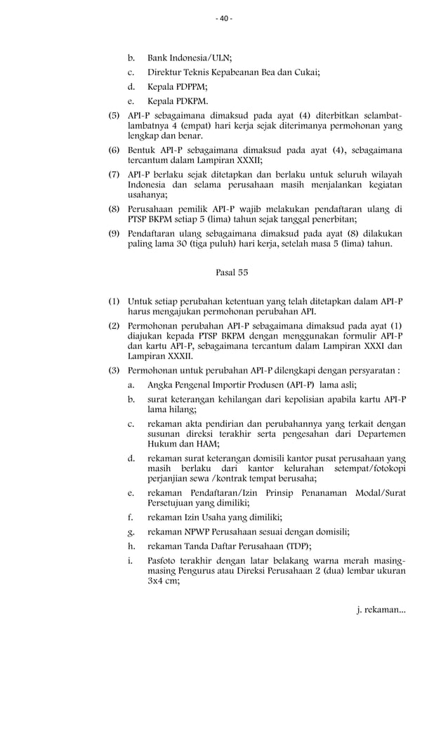 Peraturan kepala bkpm no. 12 tahun 2009 tentang pedoman dan tata cara permohonan penanaman modal ...
