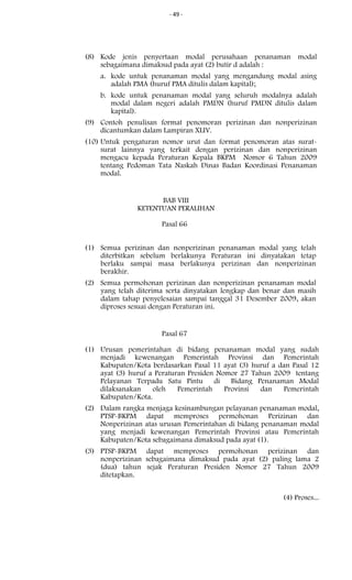 Peraturan kepala bkpm no. 12 tahun 2009 tentang pedoman dan tata cara ...
