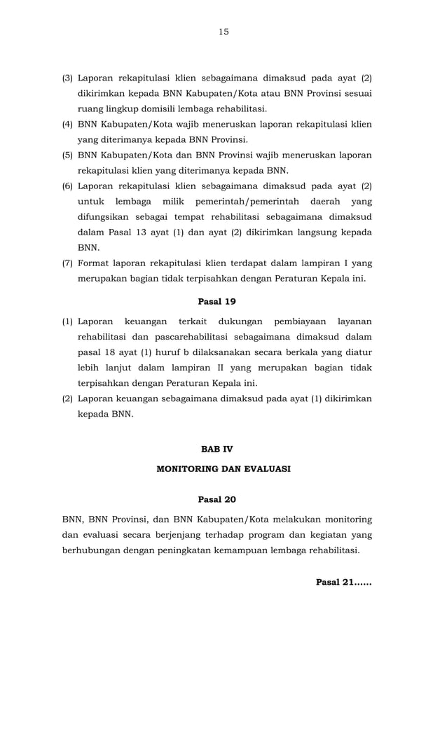 Peraturan kepala bnn no. 4 tahun 2015 | PDF
