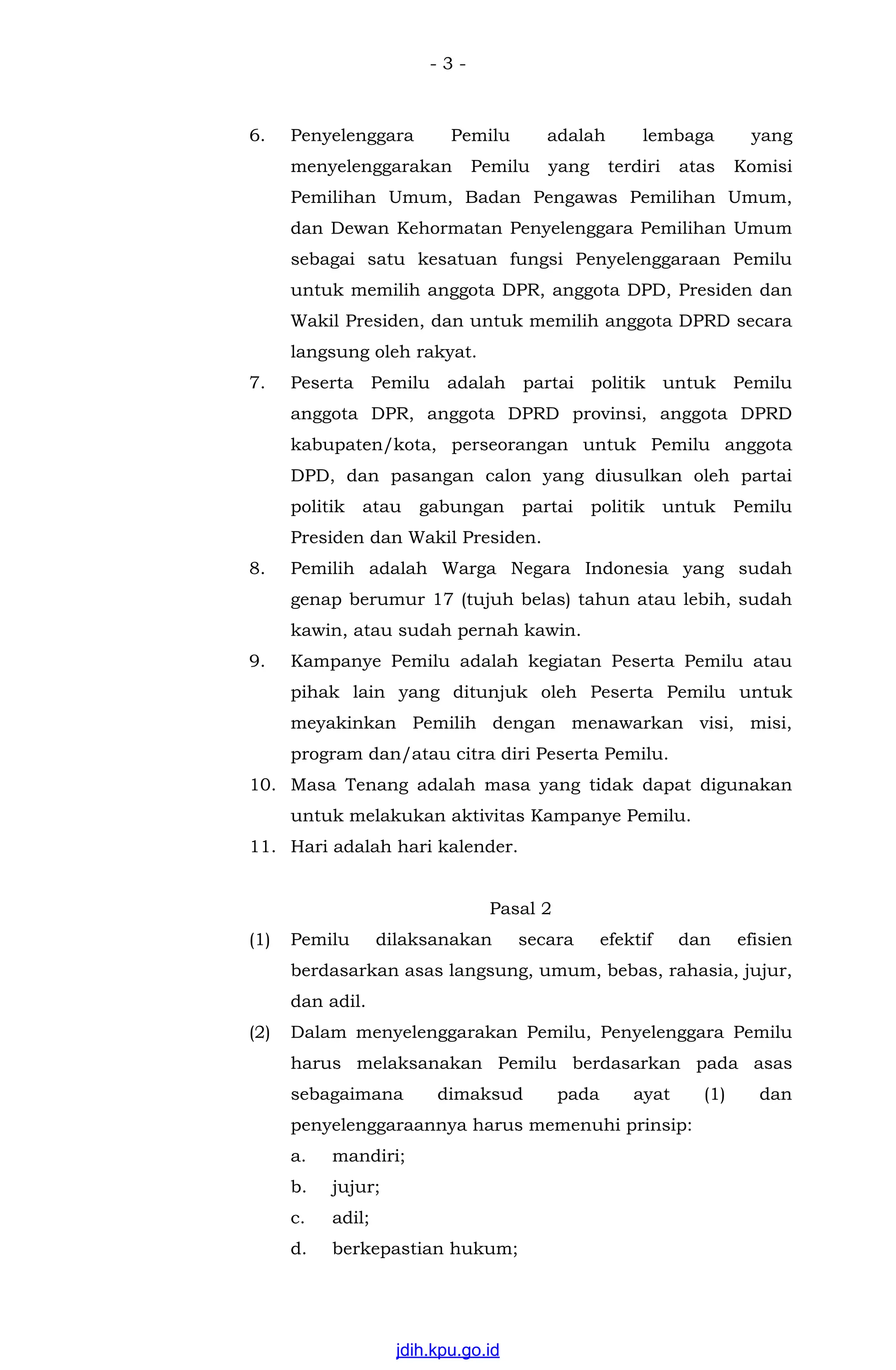 Peraturan KPU Nomor 3 Tahun 2022 | PDF