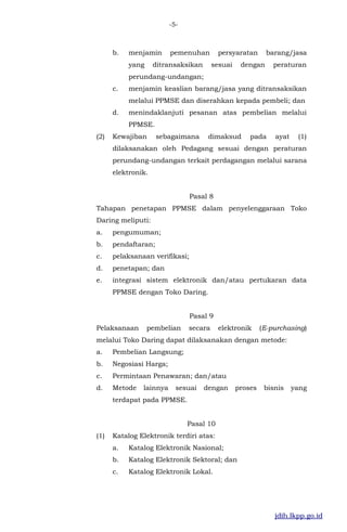 Peraturan LKPP Nomor 9 Tahun 2021 TENTANG TOKO DARING DAN KATALOG ...