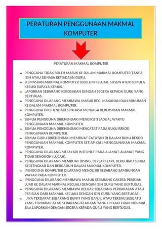 Peraturan makmal komputer untuk bilik komputer | PDF