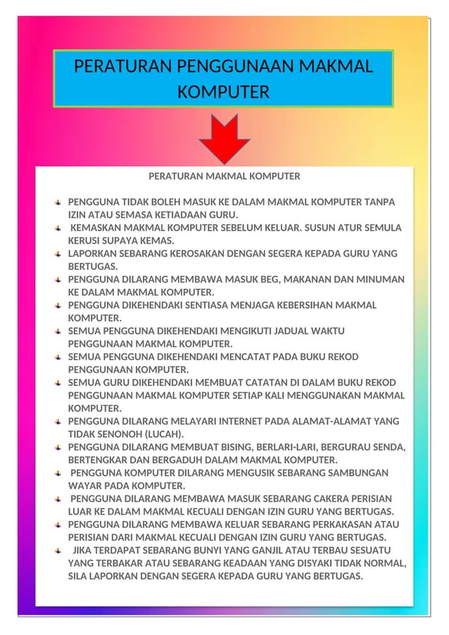 Peraturan makmal komputer untuk bilik komputer | DOCX