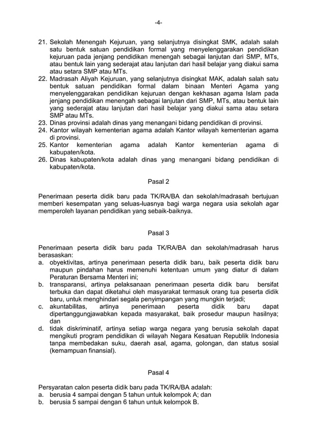 Peraturan Peneriman Pendidik Baru TK/RA dan SD/MA | PDF