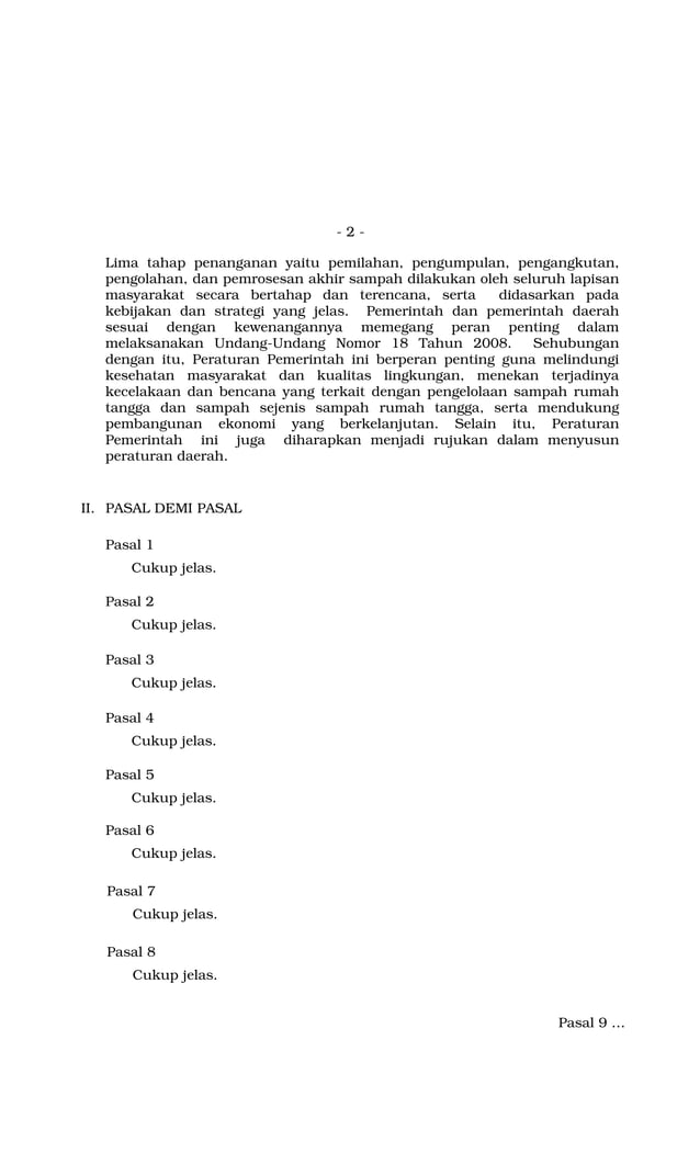 Peraturan pemerintah no 81 tahun 2012 tentang pengelolaan sampah rumah tangga dan sampah sejenis ...