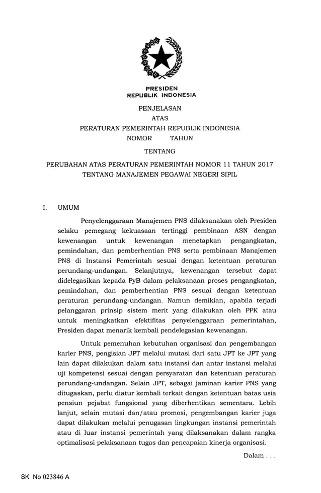 Peraturan Pemerintah Republik Indonesia Nomor 17 Tahun 2020 Tentang Perubahan Pertama Peraturan ...